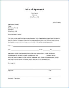 Agreement Letter Template Between Two Parties
