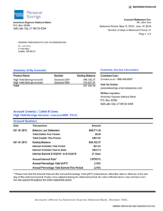 American Express Billing Statement Template