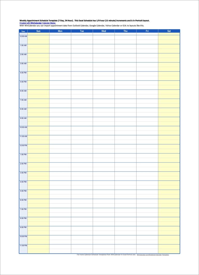 Free Printable Appointment Schedule Template
