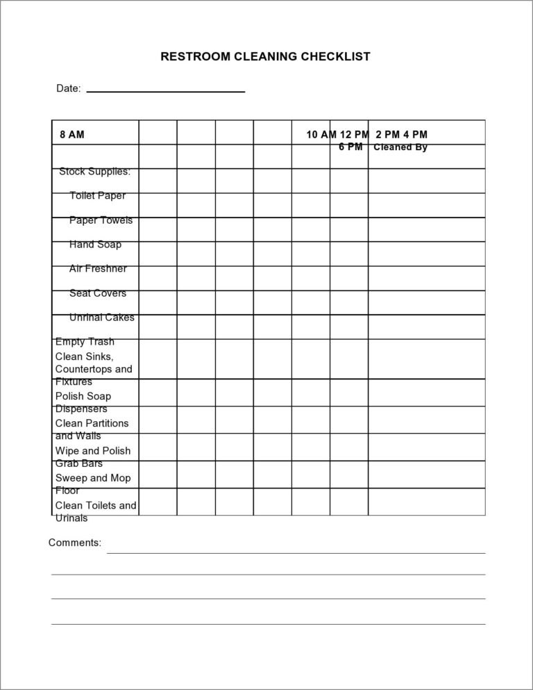 Printable Bathroom Cleaning Schedule Template