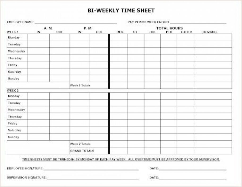 Free Printable Bi-Weekly Timesheet Template