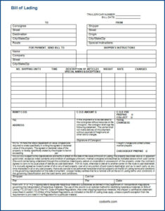 Bill of Lading Template (Free Printable)