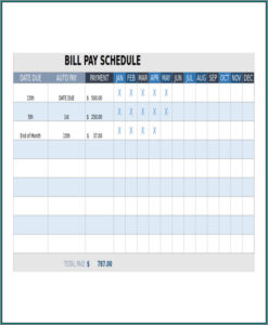 Free Printable Bill Pay Schedule Template