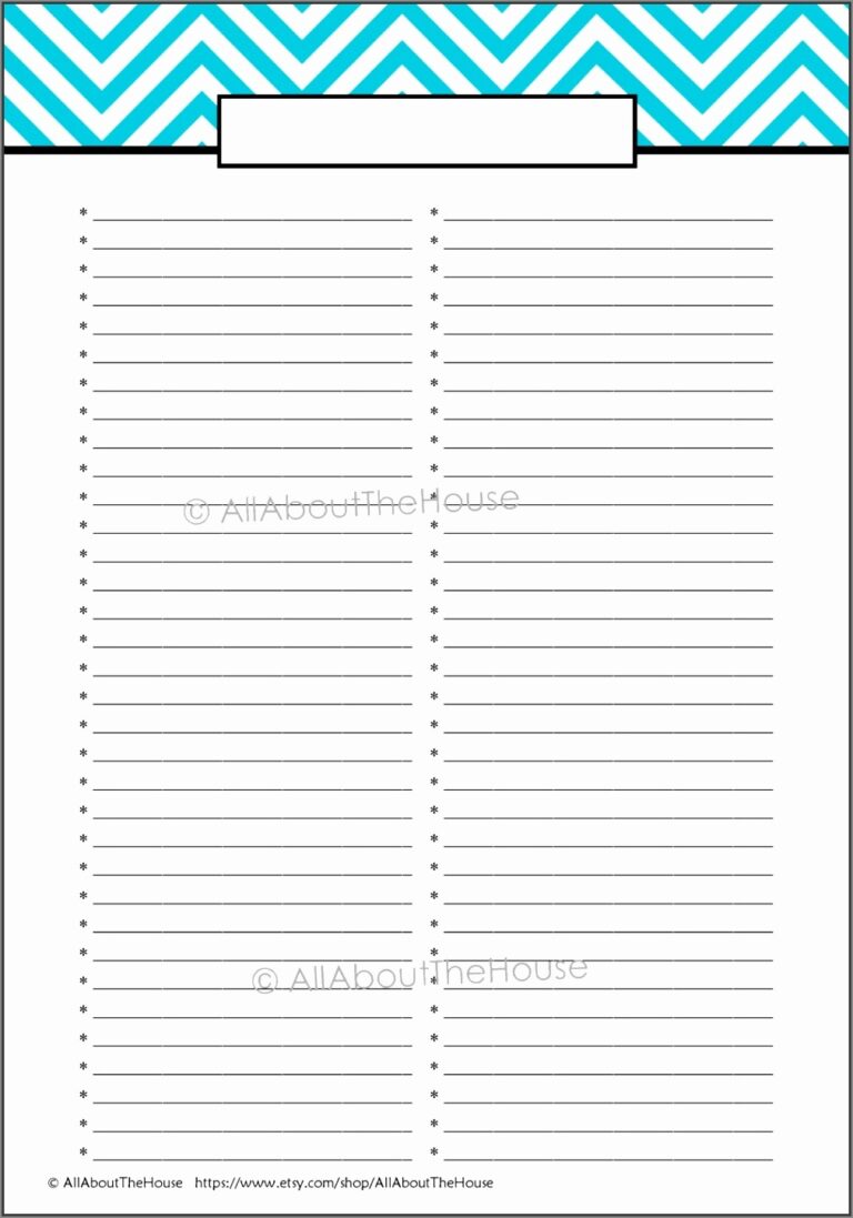 Free Printable Blank Checklist Template