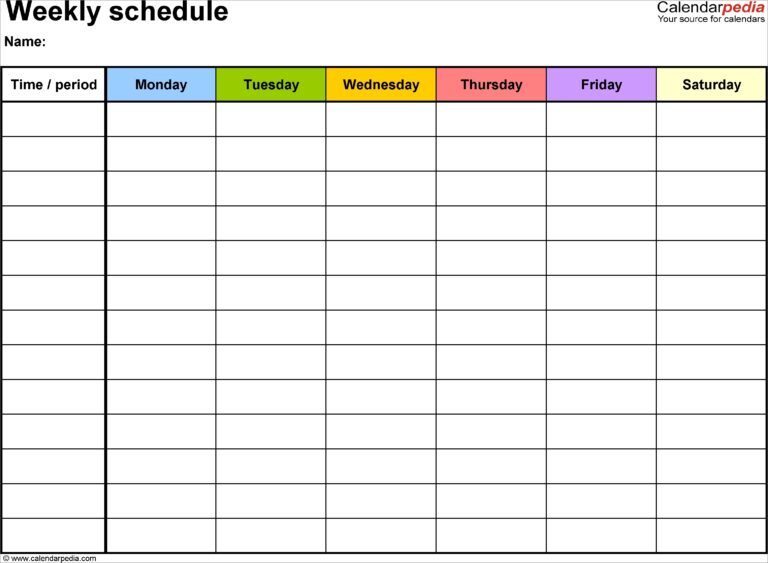 Free Printable Blank Schedule Template