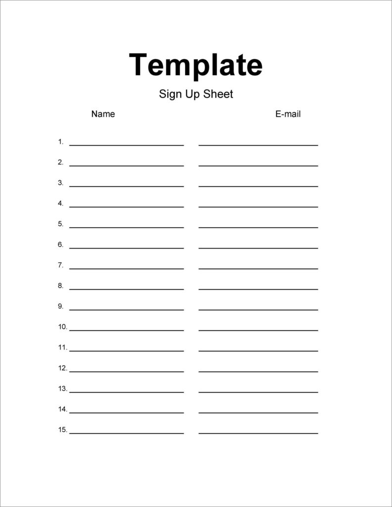 Free Printable Blank Sign-up Sheet Template
