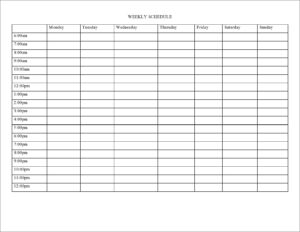 Free Printable Blank Weekly Schedule Template