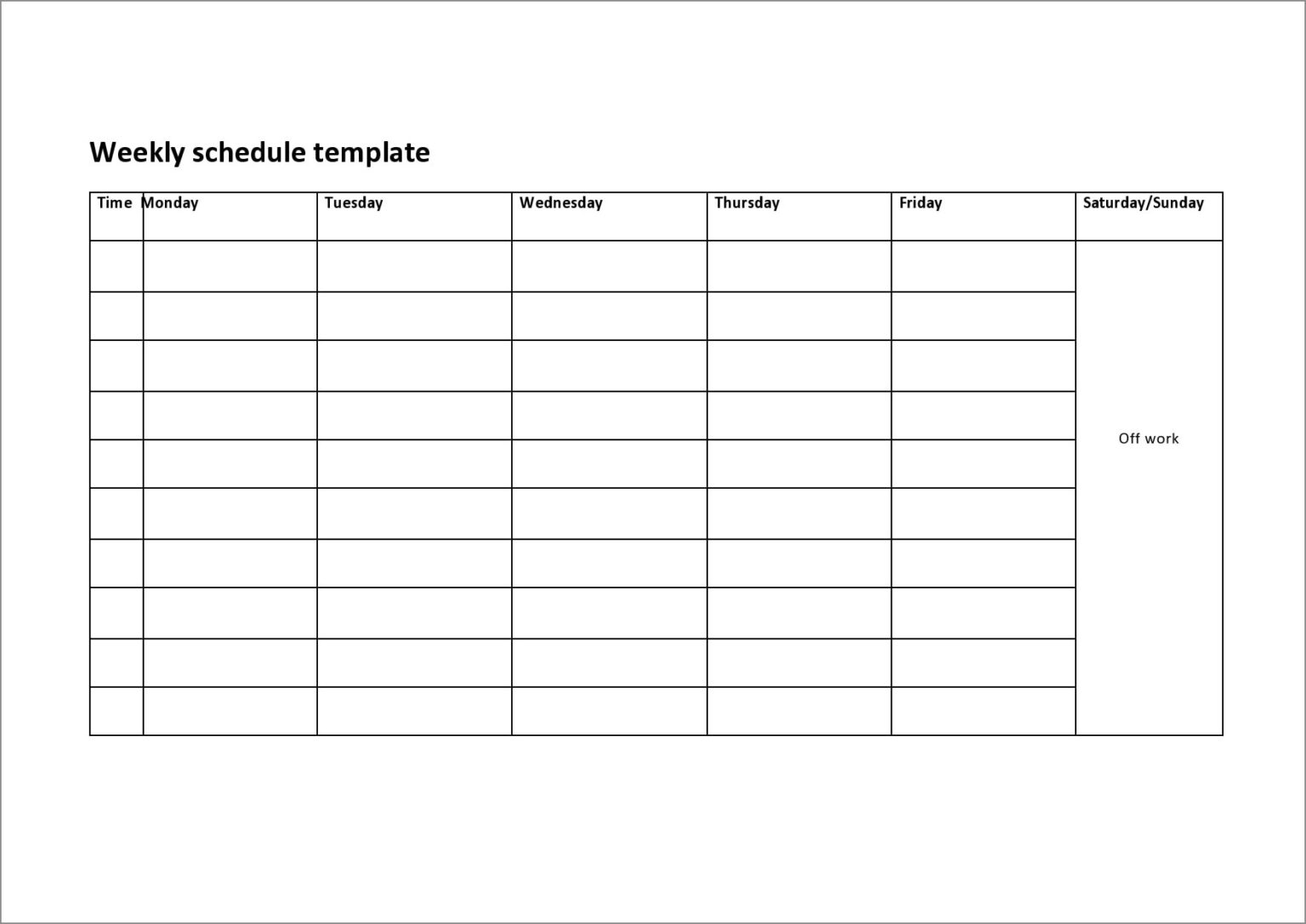 Free Printable Blank Weekly Schedule Template