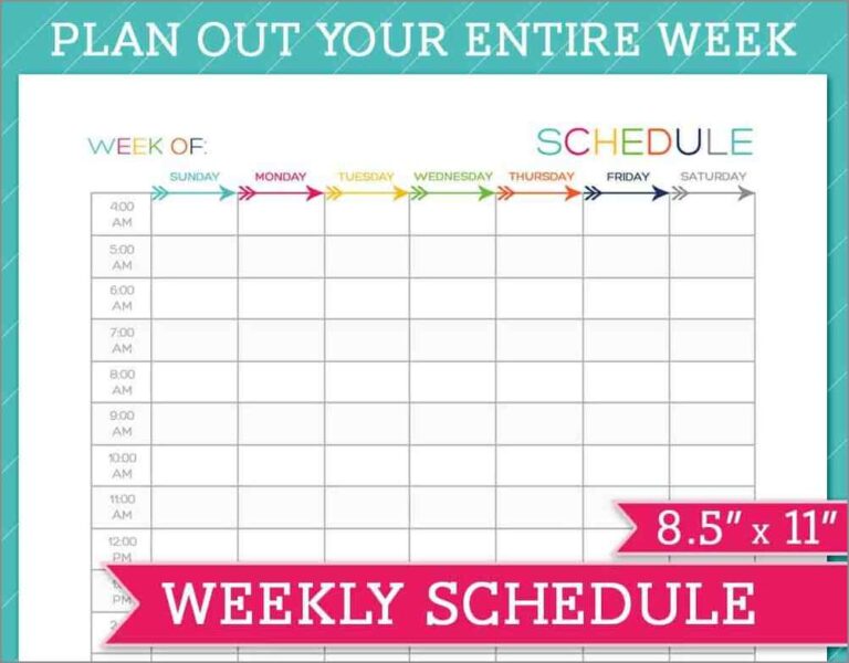 Free Printable Blank Weekly Schedule Template