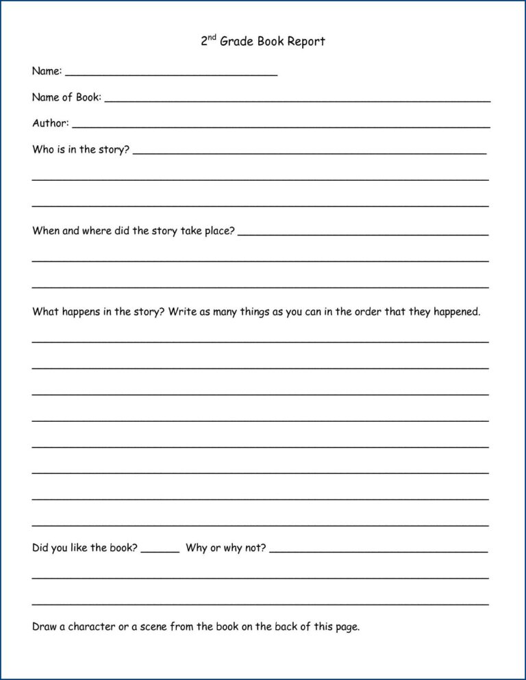 Book Report Template for 2nd Graders (With Samples)