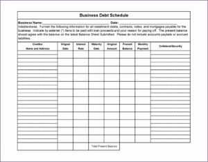 Free Printable Business Debt Schedule Template