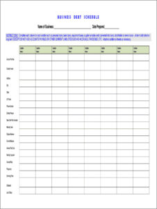 Free Printable Business Debt Schedule Template