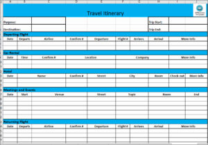 Printable Business Trip Itinerary Template