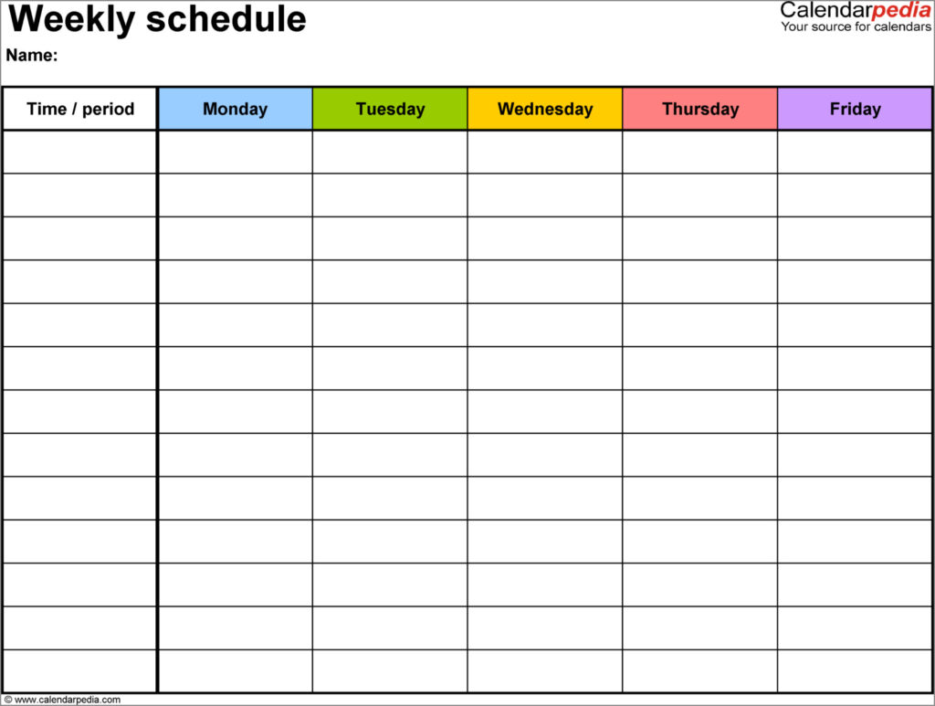 Printable Blank Calendar Template For Schedule