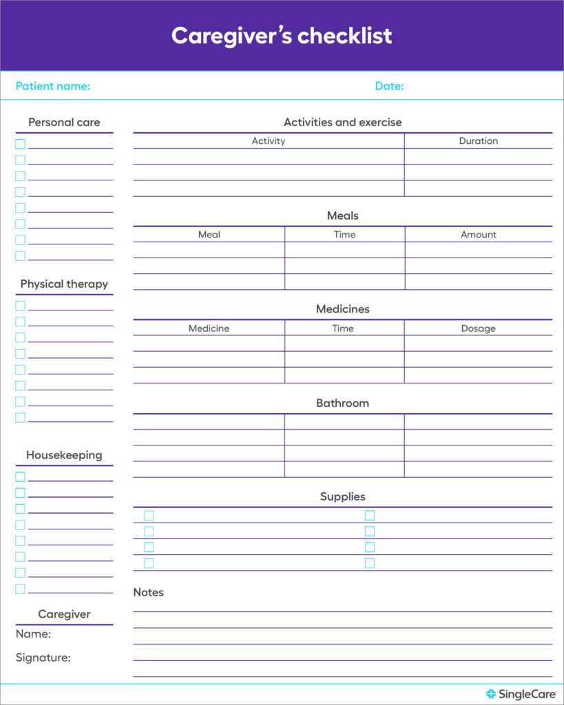 Free Printable Caregiver Schedule Template