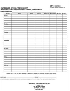 Free Printable Caregiver Timesheet Template