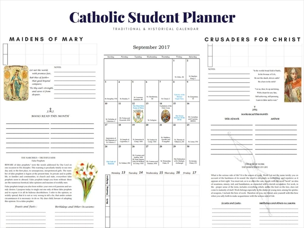 Free Printable Catholic Student Planner Template