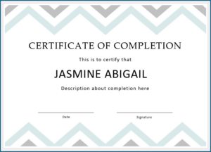 Printable Certificate of Completion Template