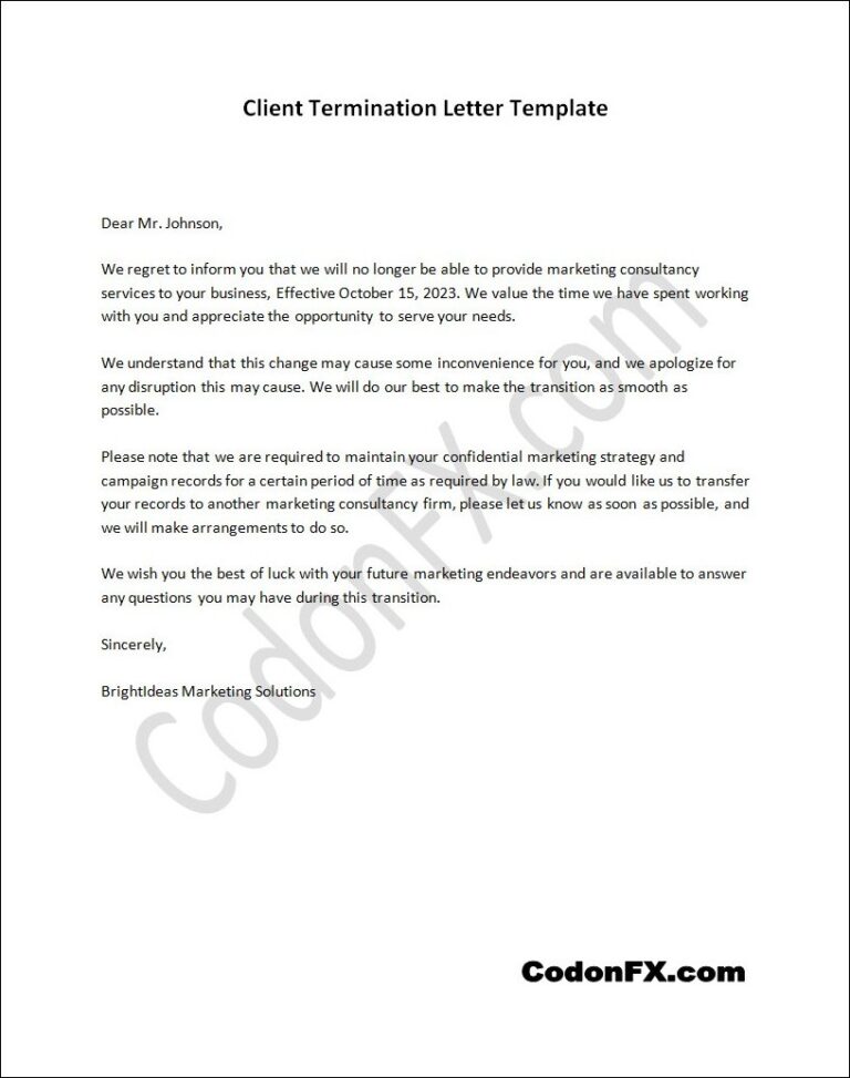 Client Termination Letter Template (With Sample)