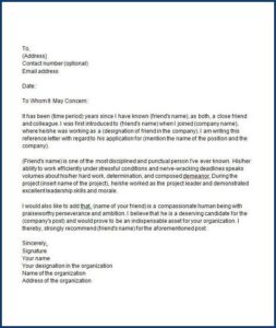 College Recommendation Letter Template