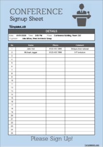 Printable Committee Sign-up Sheet Template