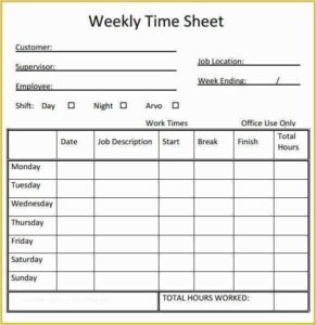 Printable Construction Employee Timesheet Template