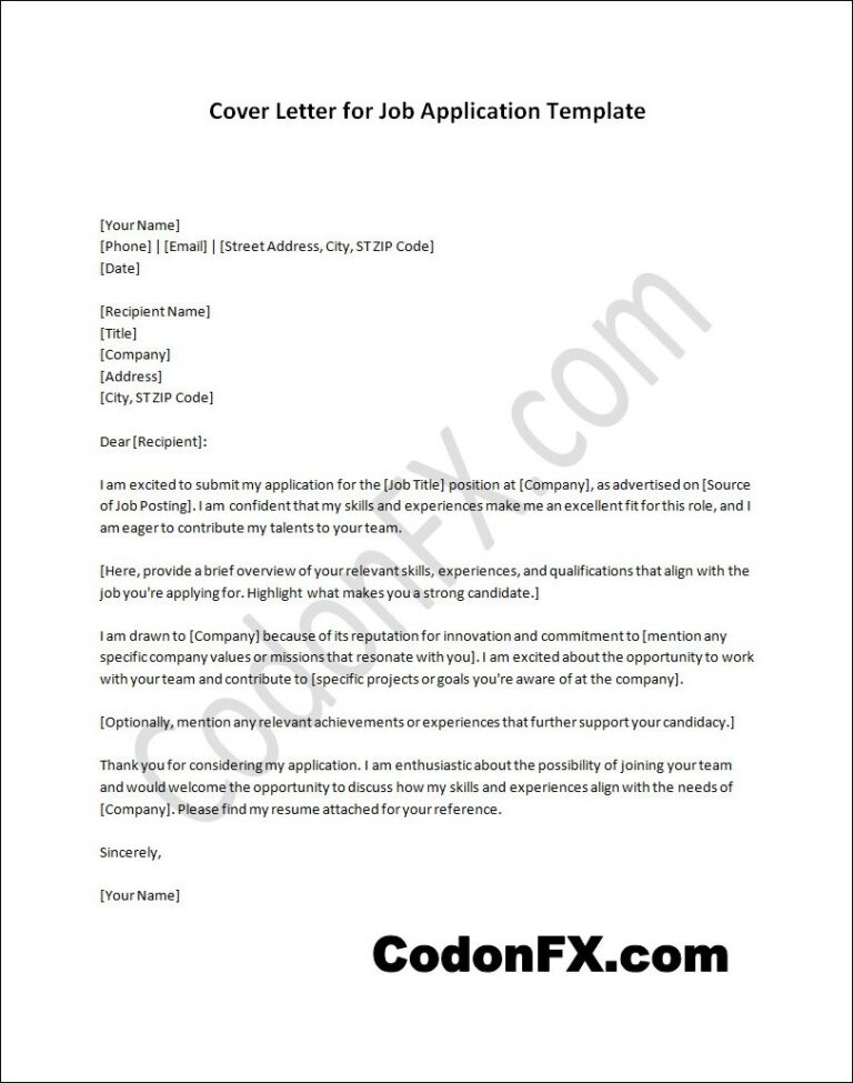Cover Letter for Job Application Template (with Sample)