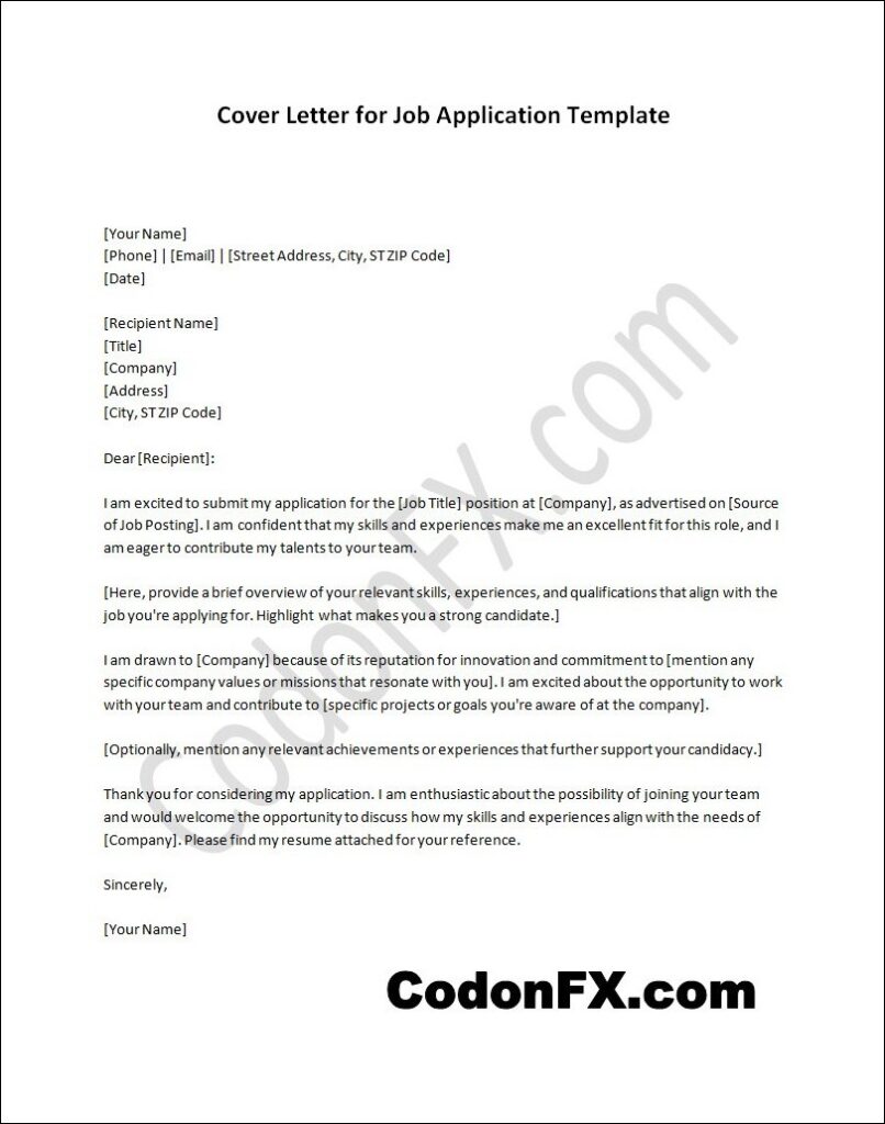 Cover Letter for Job Application Template (with Sample)