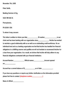 Printable Credit Recommendation Letter Template