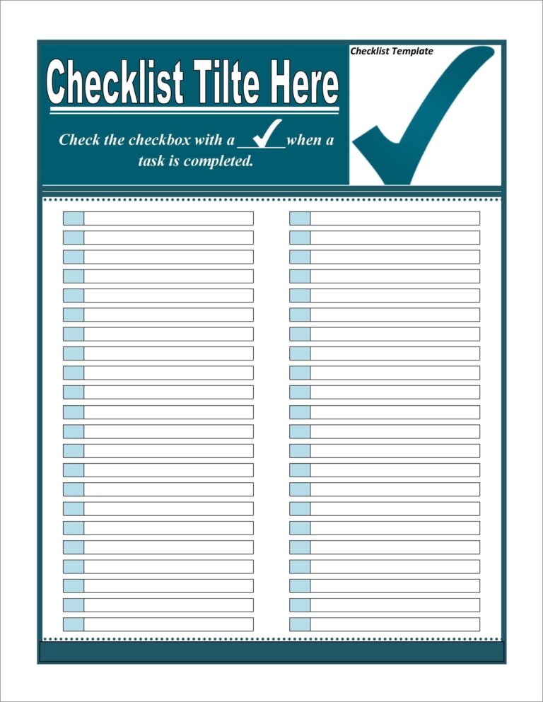Free Printable Daily Checklist Template