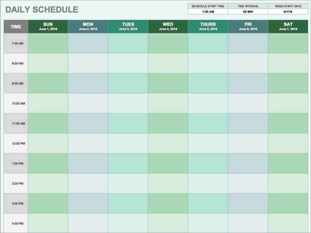 Free Printable Daily Schedule Template