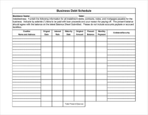 Free Printable Debt Schedule Template