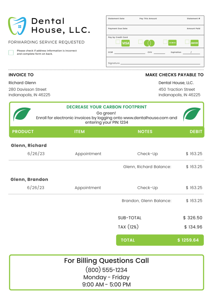 Dental Billing Statement Template