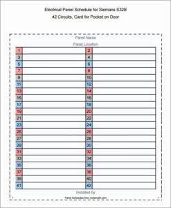 Printable Electric Panel Schedule Template