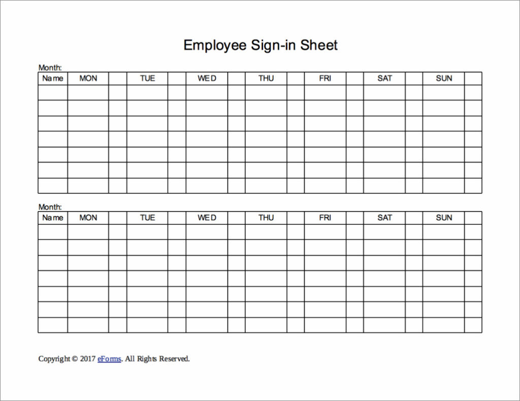 Printable Employee Sign-in Sheet Template