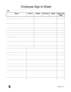 Printable Employee Sign-in Sheet Template