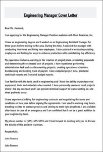 Engineers Cover Letter Template
