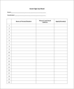 Printable Event Sign-up Sheet Template