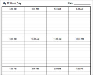 Printable 12-Hour Nursing Schedule Template