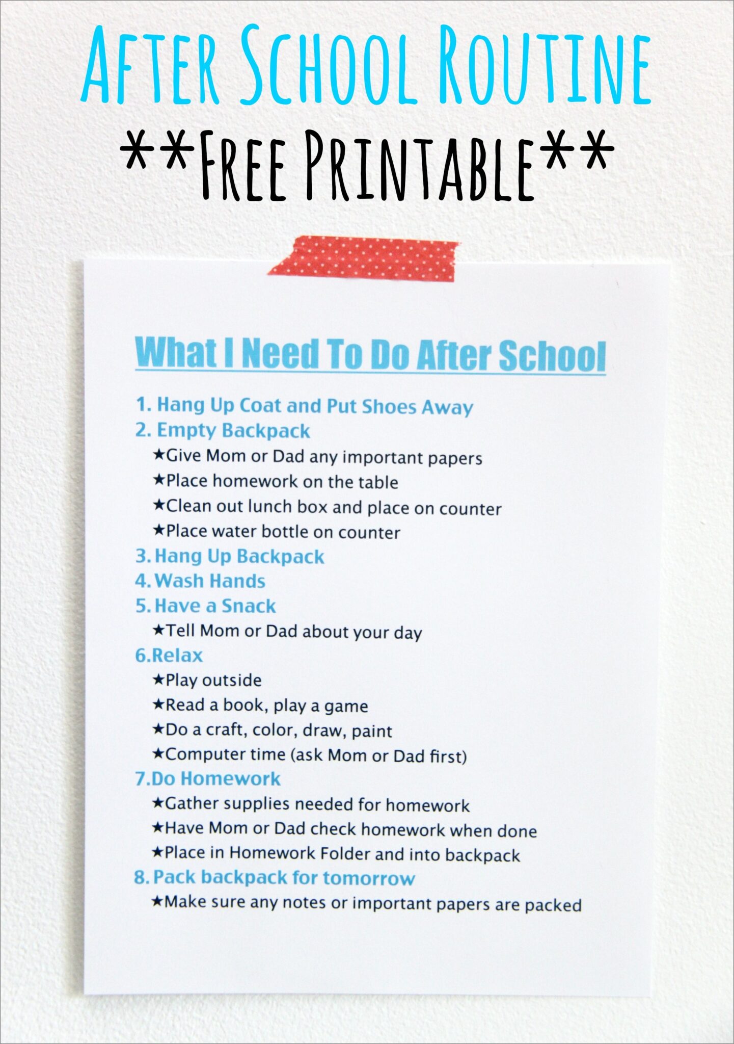 Free Printable Afterschool Schedule Template