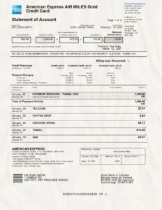 American Express Billing Statement Template