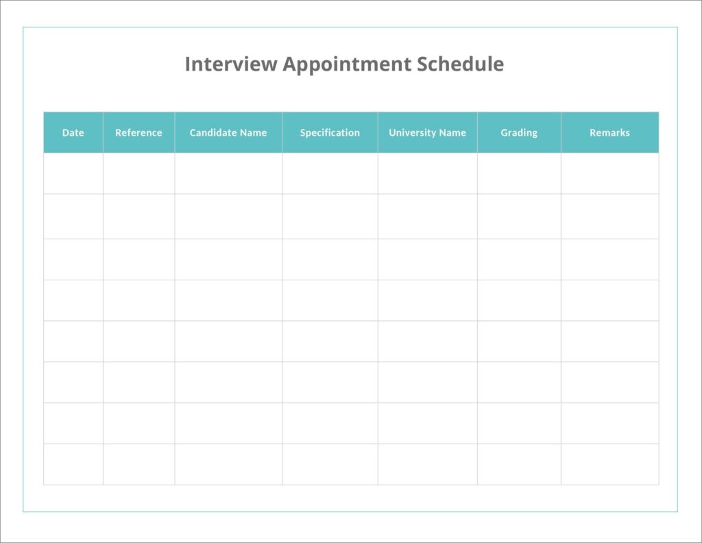 Free Printable Appointment Schedule Template