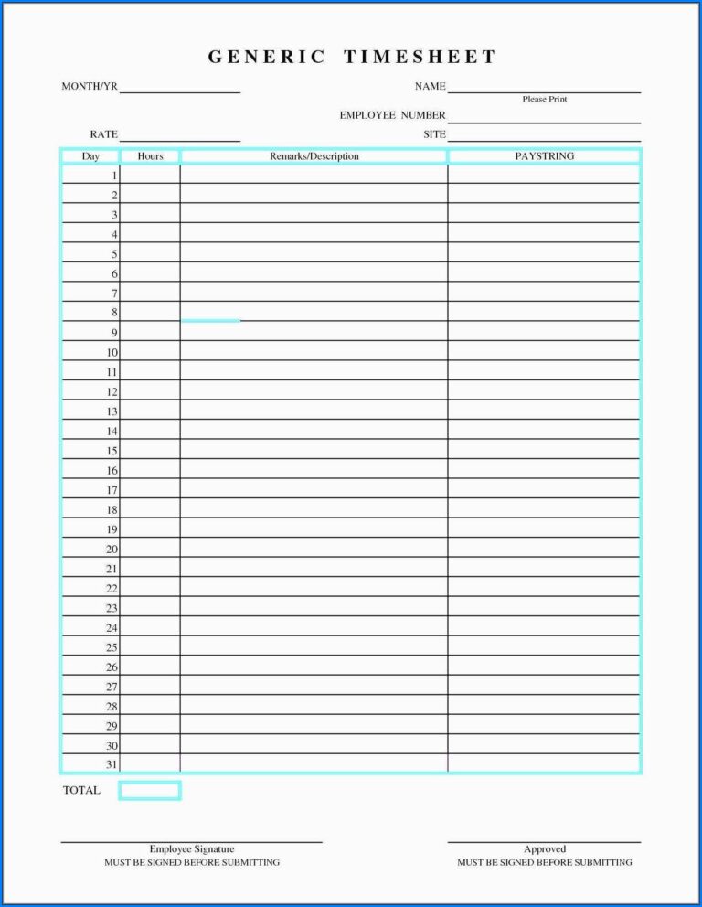 Free Printable Attorney Timesheet Template [Word]