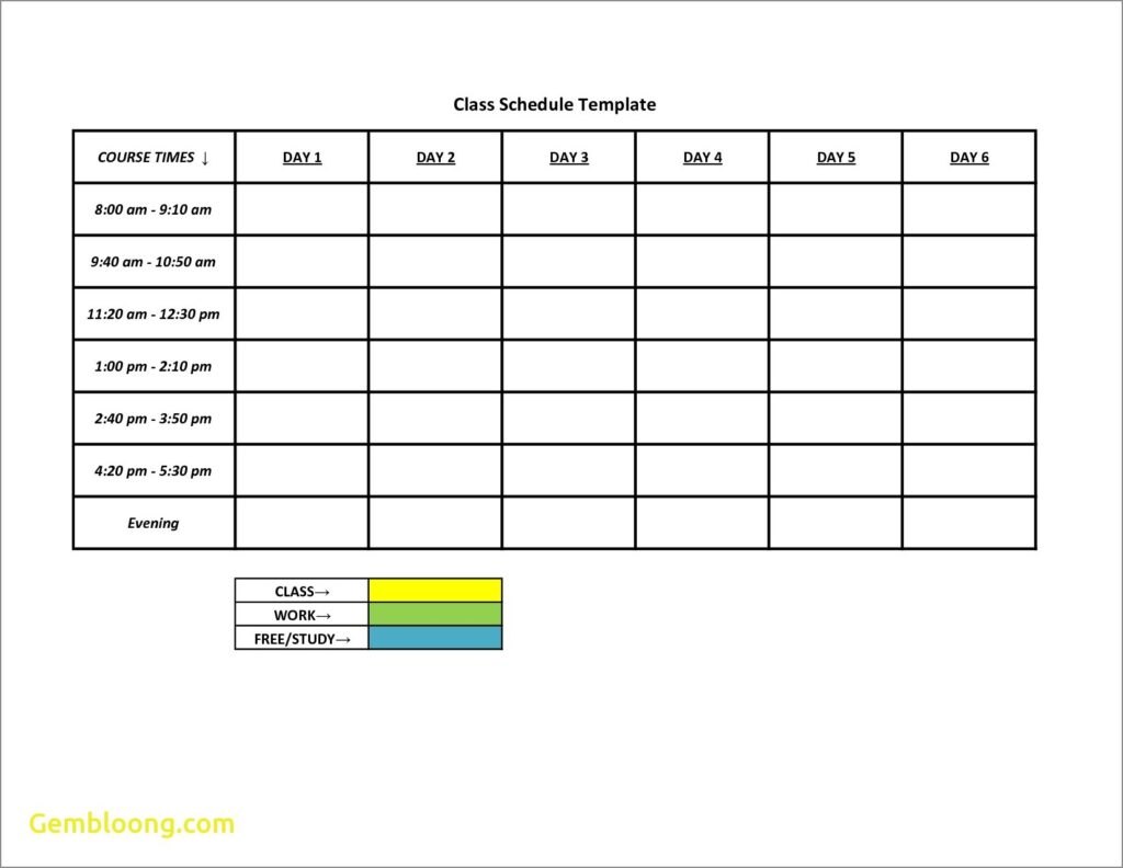 Free Printable Availability Schedule Template