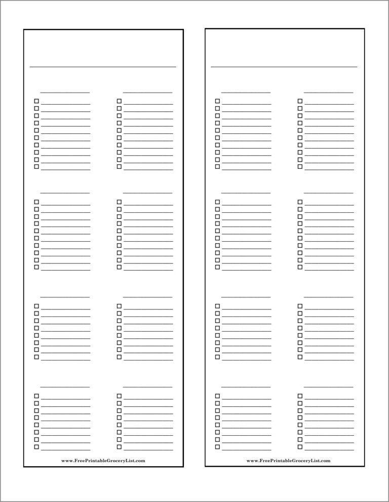 Free Printable Blank Checklist Template