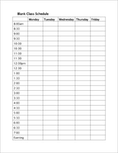 Free Printable Blank Schedule Template