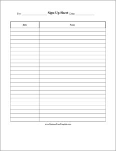 Free Printable Blank Sign-up Sheet Template