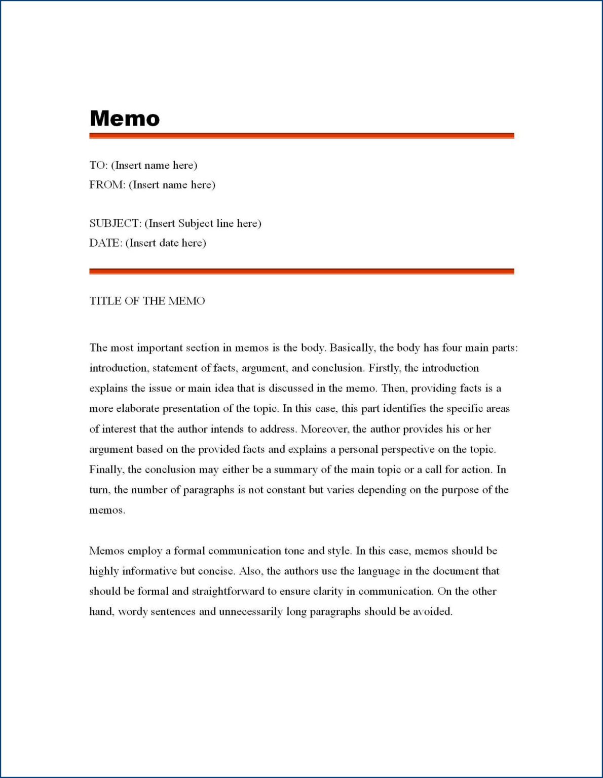 Business Memo Template (Ready To Use)