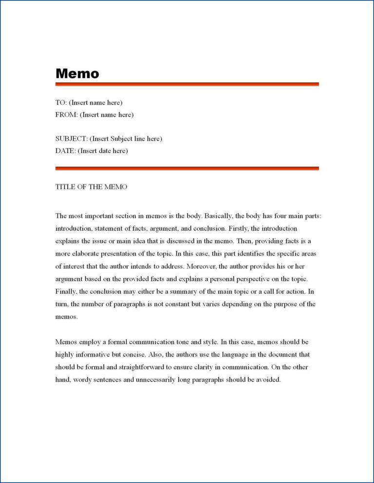 Business Memo Template (Ready To Use)