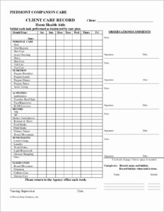 Free Printable Caregiver Schedule Template
